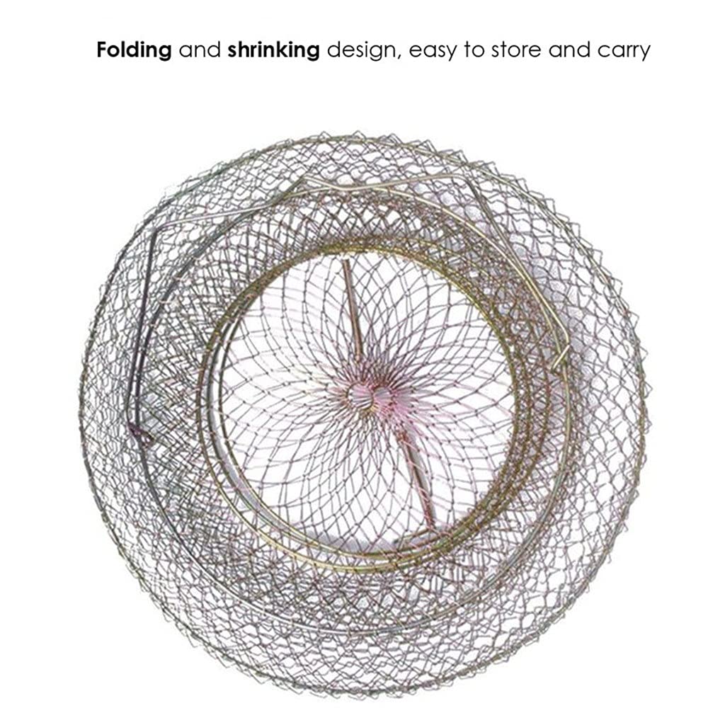 FZZDP Portable Metal Wire Fishing Crabs Squid Shrimp Mesh Cage Cast Net Fishing Trap Network Foldable Net Tackle (Color : Golden 38 * 60 cm)