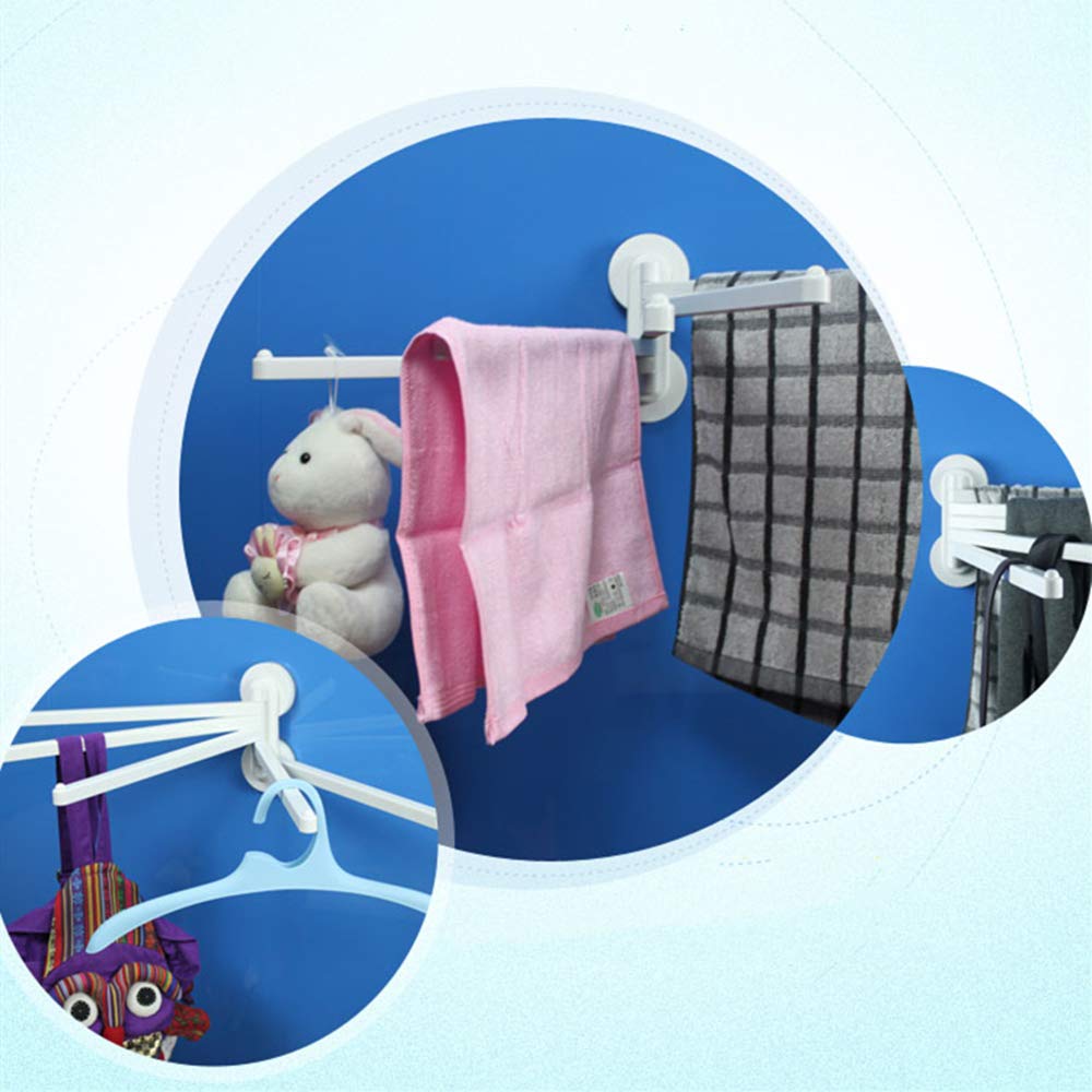 NJZYB Swivel Towel Rack, 5-Arms Folding Towel Bar with Suction Cup, No Drilling Reusable Wall Mount Finish Organizer, for Bathroom, Kitchen, Living Room