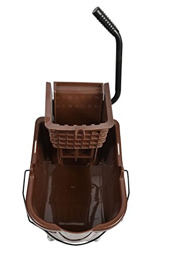 Janico Inc Mop Bucket Side Press Wringer Combo, 35 Quart 8.5 Gallon, Brown, 3 Inch Non Marking Metal Casters (35 Quart, Bronze)
