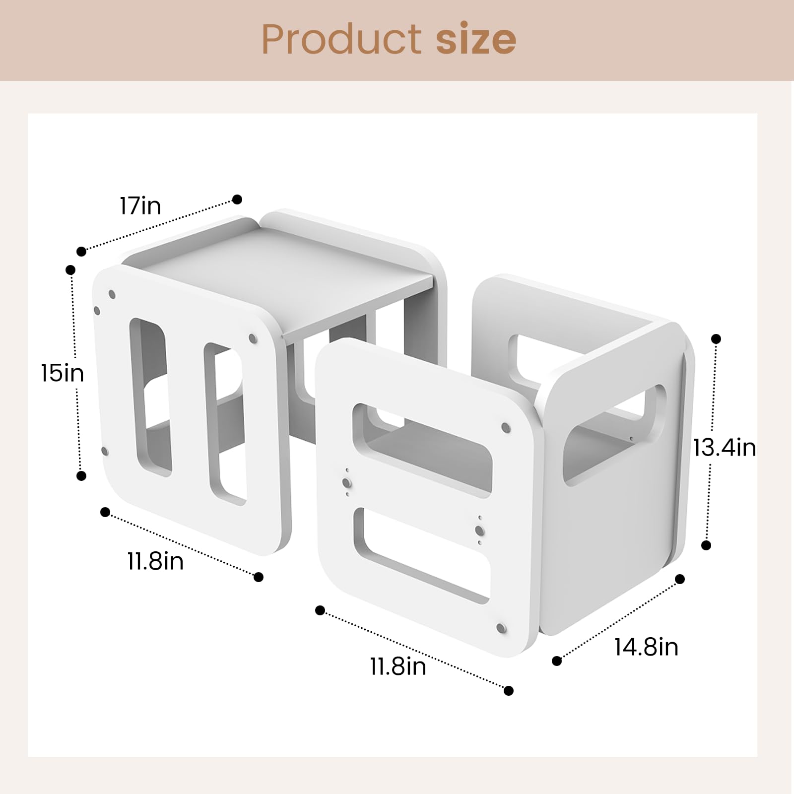 icnjdMopclean Montessori Weaning Table and Chair Set-Toddler Table and Chair Set, Solid Wooden Weaning Toddler Dinner Table and Chair Set for Eating, Step Stool, Reading, Snack Time