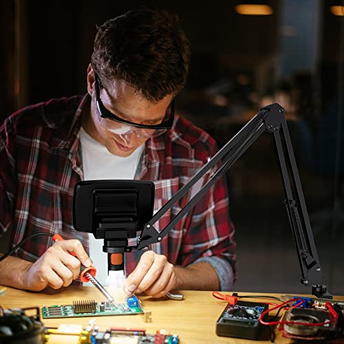 Hayve Microscope Arm Stand,Adjustable Metal Bracket with Clamp and Grommet Base,Coin Microscope Mount ,Compatible with Model DM4 DM9 MS2 MS1 MS3& Most 4.3'',7'' Digital Microscopes (1.65(for MS1,MS3)