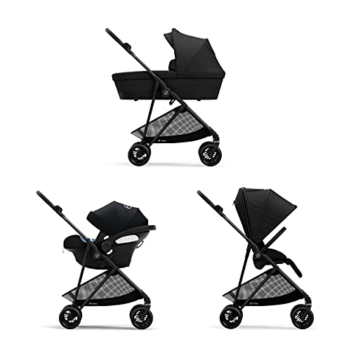 CYBEX Melio 2.0 Carbon Stroller, Ultra-Lightweight Stroller, Compact Full-Size Stroller, Reversible Seat, One Hand Fold, Travel System Ready, Infant Stroller for 6 Months+ -Deep Black