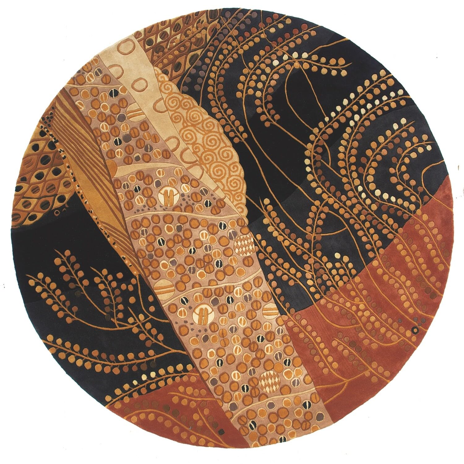 Momeni Rugs New Wave Collection, 100% Wool Hand Carved & Tufted Contemporary Area Rug, 5'9" Round, Black
