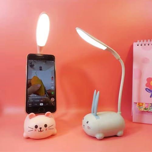 Desniltol LED Kids Lamp, Mini Cat Table Lamp, Portable LED Night Light, Cute Desk Lamp, Foldable USB Rechargeable Reading Light Children's Bedroom (Pink)