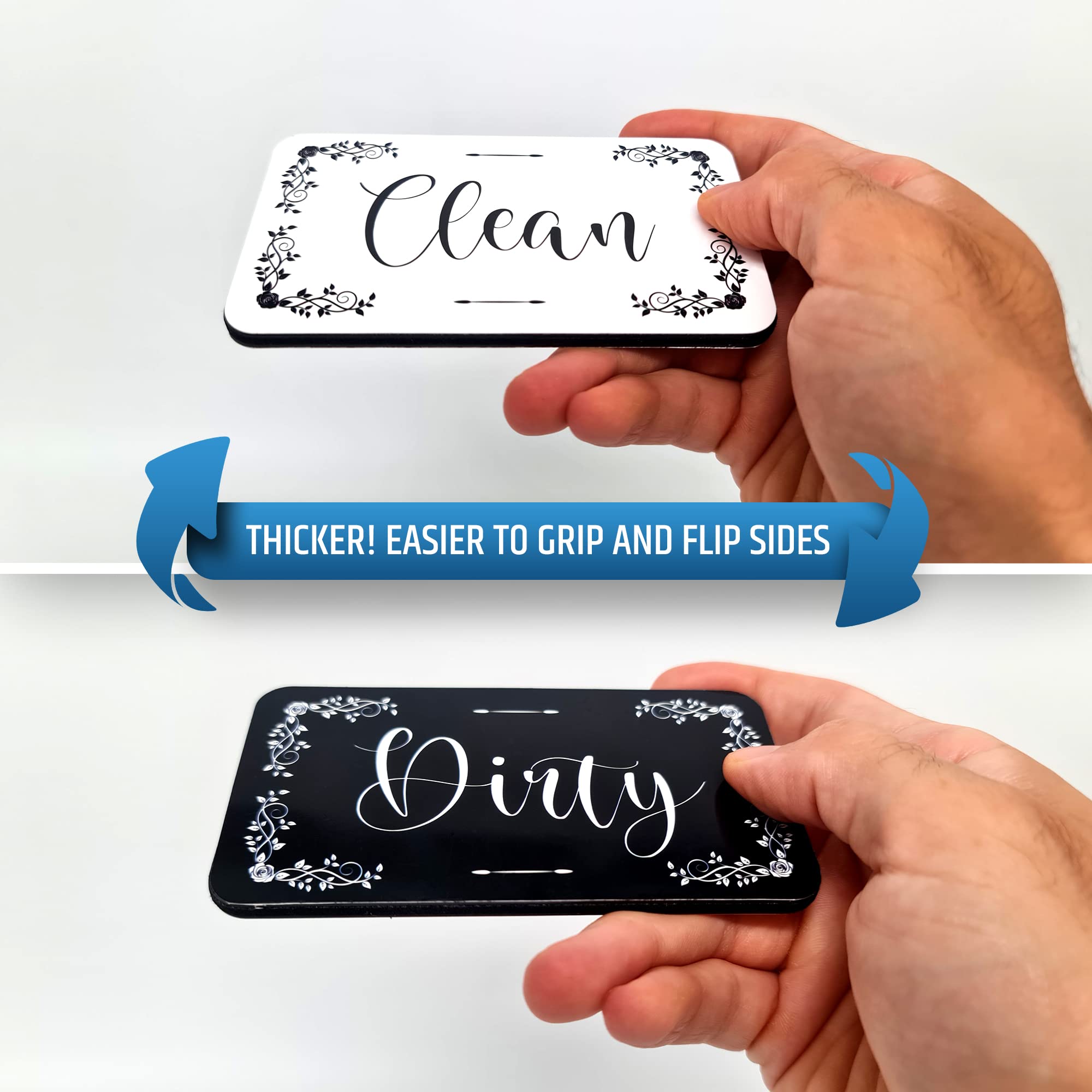 HMmagnets Dishwasher Magnet Clean Dirty Sign That Will Never Fall - Magnetic Dirty/Clean Indicator | Thicker & Stronger (Upgraded Magnets) | Doesn’t Peel | 4.5 * 2.5 Inches - Modern Decorative