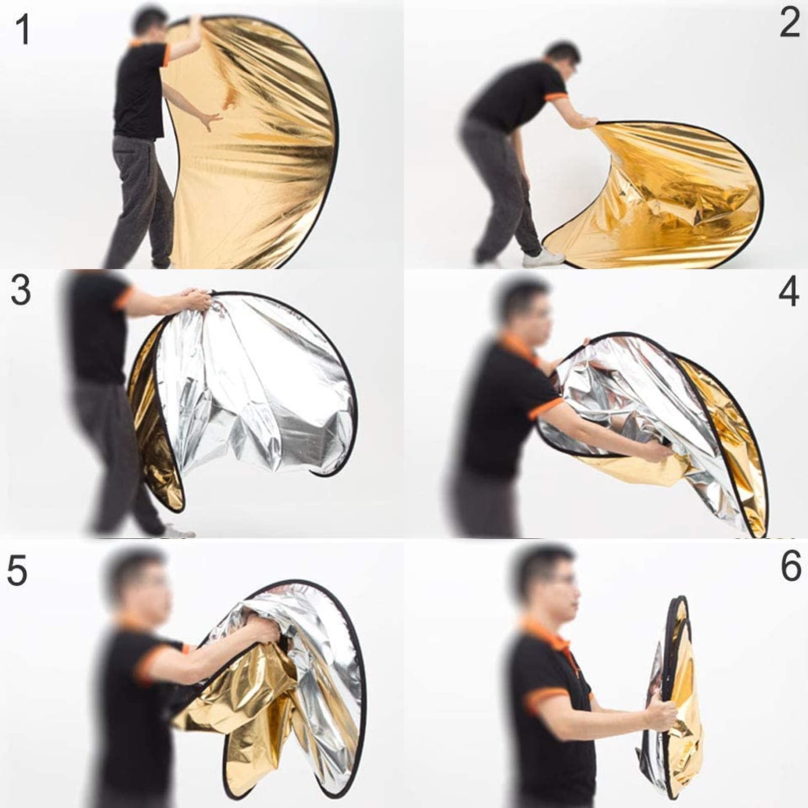 FOTOCREAT Portable 5-in-1 Oval 60βX80β/150X200cm Reflector Translucent Professional Collapsible Multi-Disc Light Reflector with Handles Silver, Black, Gold, White Surface for Photography Photo Studio
