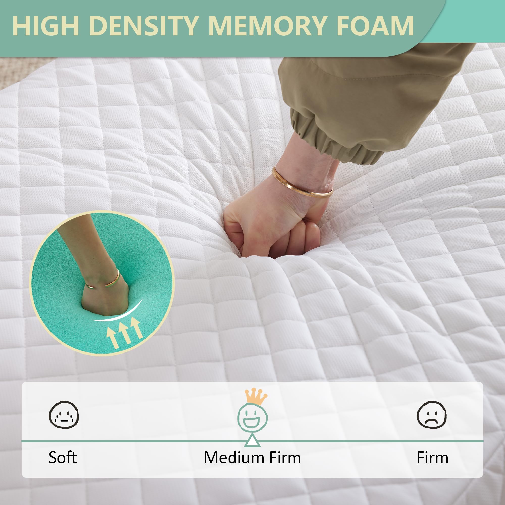 jela Foldable Mattress Trifold Mattress Full Size, Waterproof Folding Mattress Memory Foam 53"x75"x4", 4 inch Waterproof Floor Bed with Storage Bag, tri Folding Mattress for Guest Bed, RV, Camping