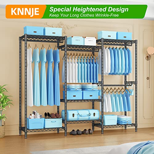 KnnJe Garment Rack Heavy Duty Clothes Rack Clothes Racks for Hanging Clothes, S8 + S7