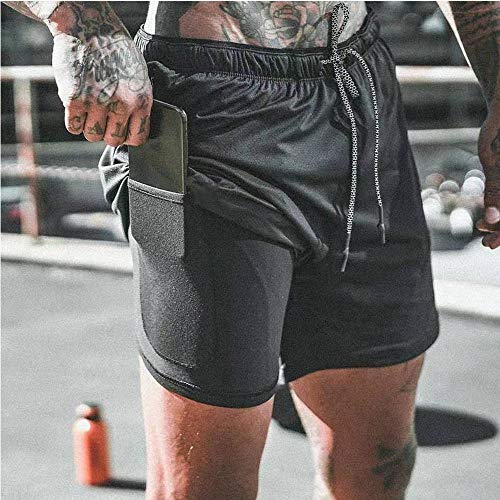 CYF Men’s Athletic Running Shorts with Pockets Quick Dry Breathable Active Gym Basketball Shorts Hiking (M) Black