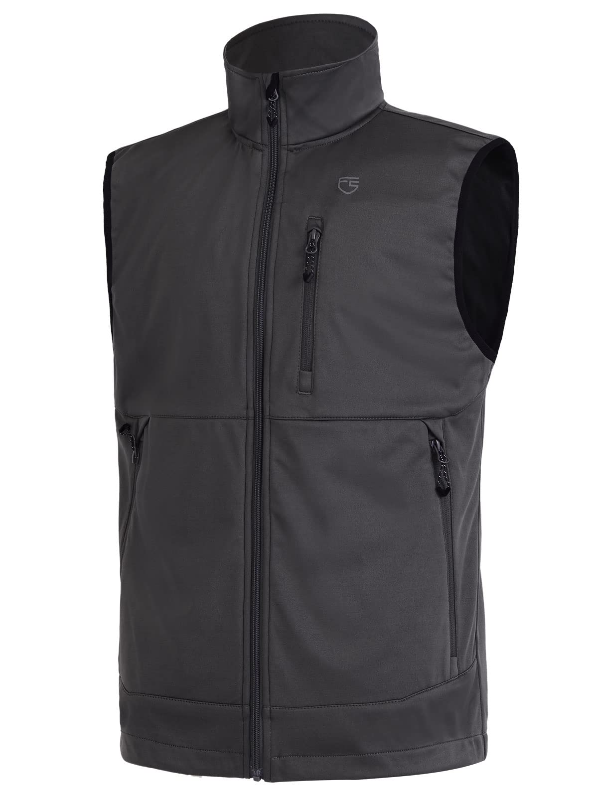 FREE SOLDIER Men's Lightweight Softshell Golf Vests Outerwear Windproof Sleeveless Jackets for Travel Hiking Running Fishing(Sleet Gray,L)