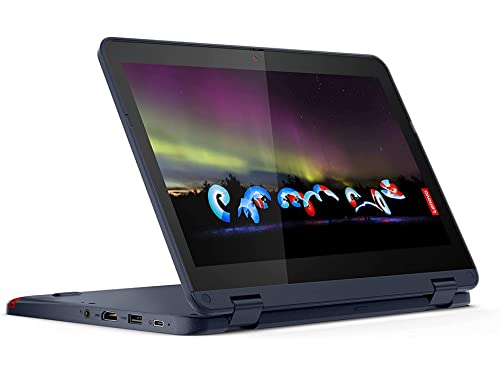 Lenovo 2022 300W Gen 3 HD 2-in-1 Touchscreen Laptop, AMD 3015e Processor, 4GB RAM, 64GB eMMC Flash Memory, AMD Radeon Graphics, Blue, Win 10 Pro, 32GB SnowBell USB Card