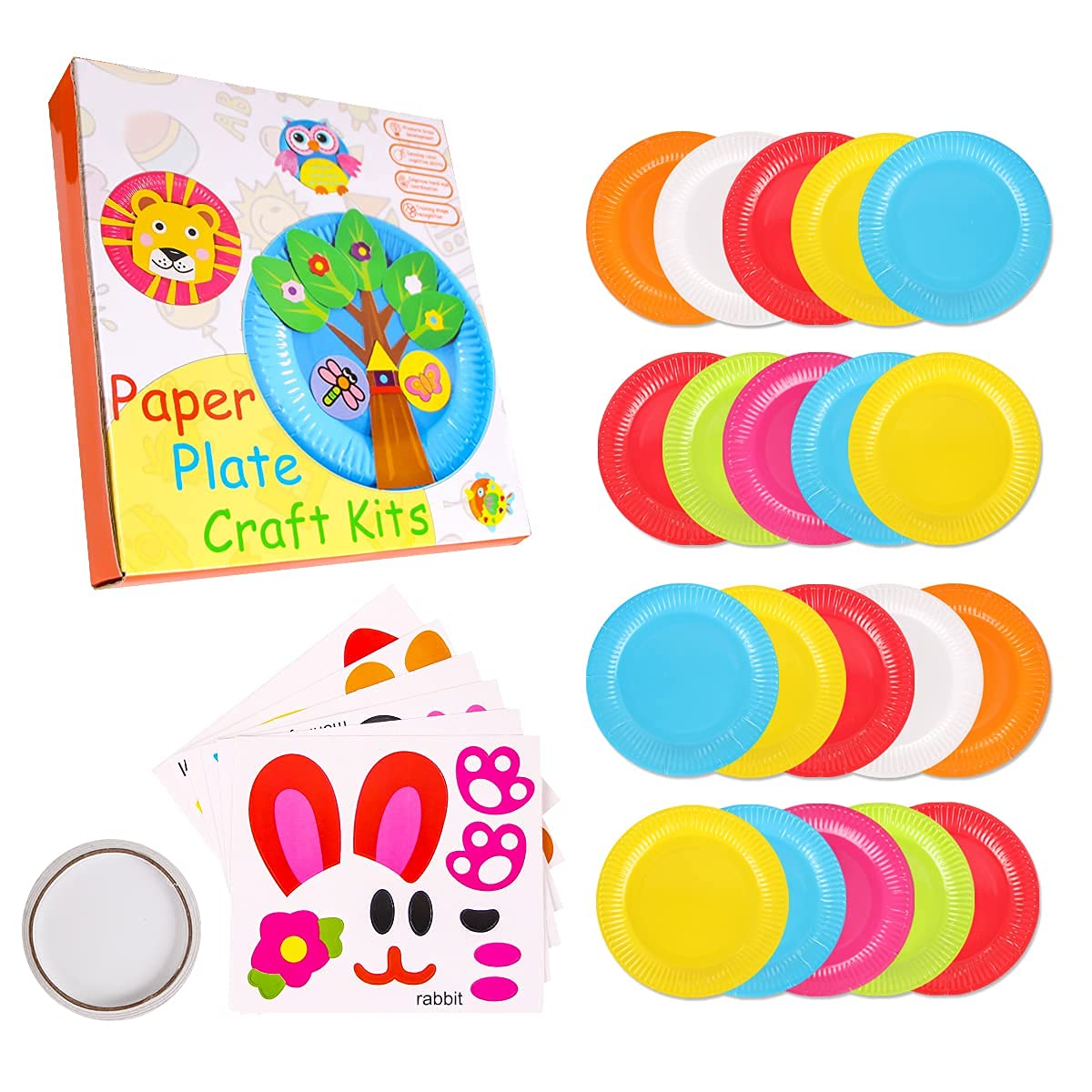 Vinlon Paper Plate Art Kits, 20 Packs Recognize Animals Assembling Project Creative Crafts Toys for Boys and Girls Birthday Christmas Holiday Gifts