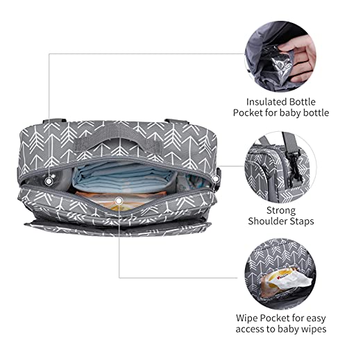 Universal Stroller Caddy Accessories All-in-One Baby Organizer with Insulated Pocket,Capacity for Diapers, Toys & Snacks, Dark Gray
