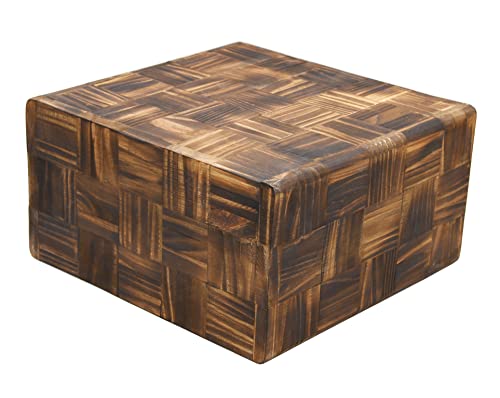 Owlgift Wooden Rustic Burnt Waste Basket Trash Bin, Rectangular Wastebaskets, Bathroom Garbage Can, Bedroom Dorm Recycle Office Can Wastebasket Décor, 5.3" x 10" 9.5"