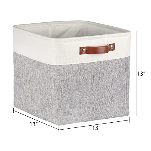 Kntiwiwo Cube Storage Bin Gray Cube Storage Bins for Closet Organizers and Storage Shelves Foldable Storage Cubes with Handles Set of 3,13”x13”x13”