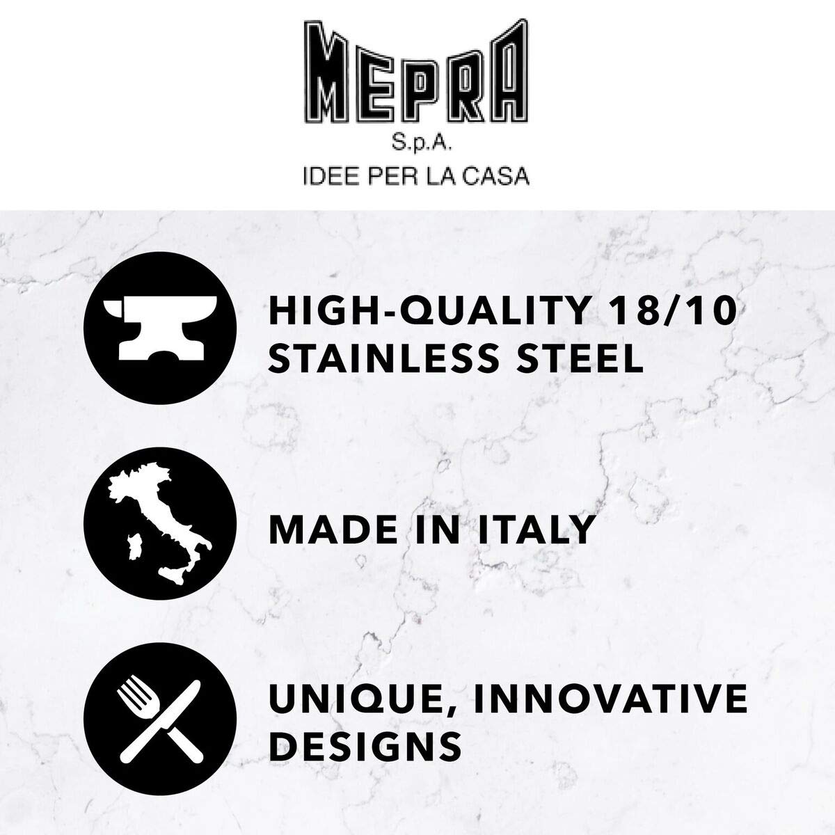 MEPRA 10I722005 Fantasia Chocolate 5-Piece Durable 18/10 Stainless Steel European and American Style Flatware Cutlery Set for Fine Dining, Dishwasher Safe - Service for 1