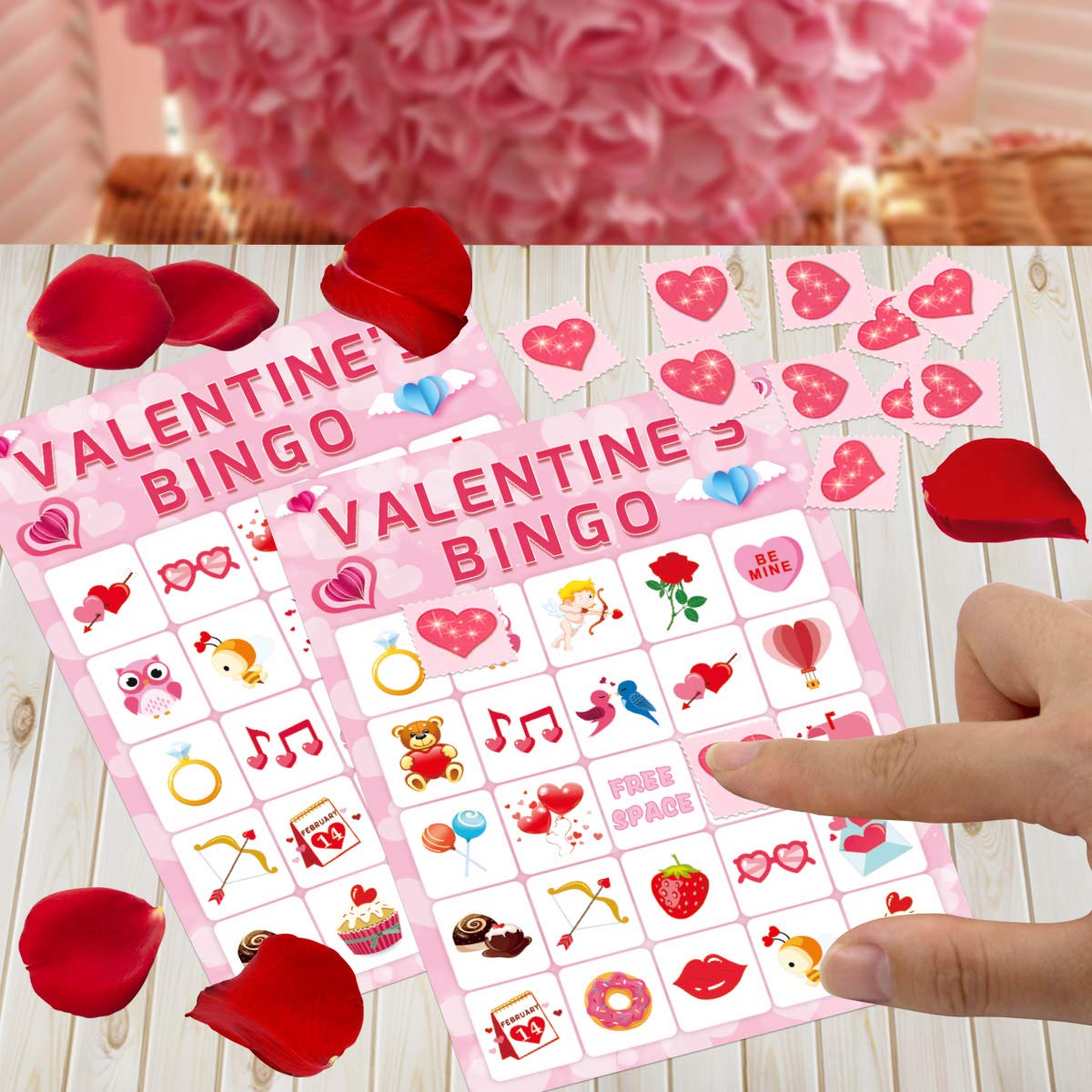 Valentine's Day Bingo Game for Kids 24 Players Valentine Party Game