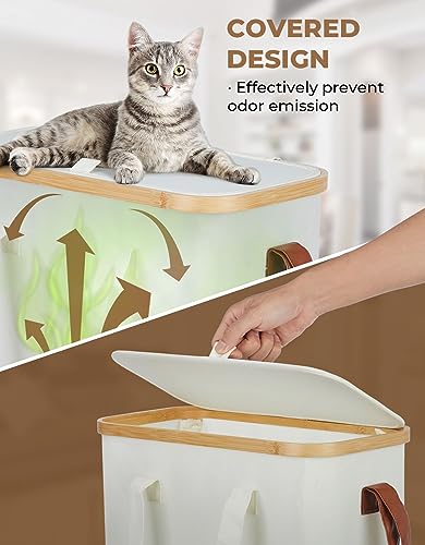yamagahome Slim Laundry Basket with lid 52L, Collapsible Narrow Laundry Hamper with Removable Washable Laundry Bag, Thin Hamper Storage Basket Made of Bamboo and Oxford for Bedrooms, Bathroom, RV