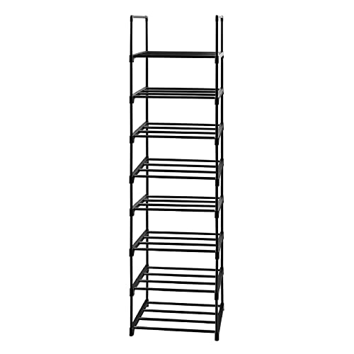 Tianle 8 Tier Tall Shoe Rack for Closet Entryway, Metal Sturdy Shoe Shelf Storage Organizer, Vertical Small Space Large Capacity for 16 Pairs of Shoes (8 Tier)