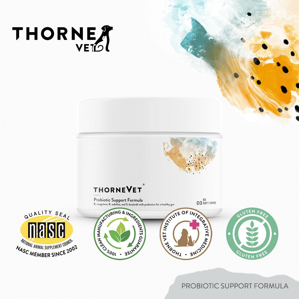 ThorneVET Probiotic Support Formula β Gastrointestinal Support for Dogs, Cats & Horses 60 Soft Chews