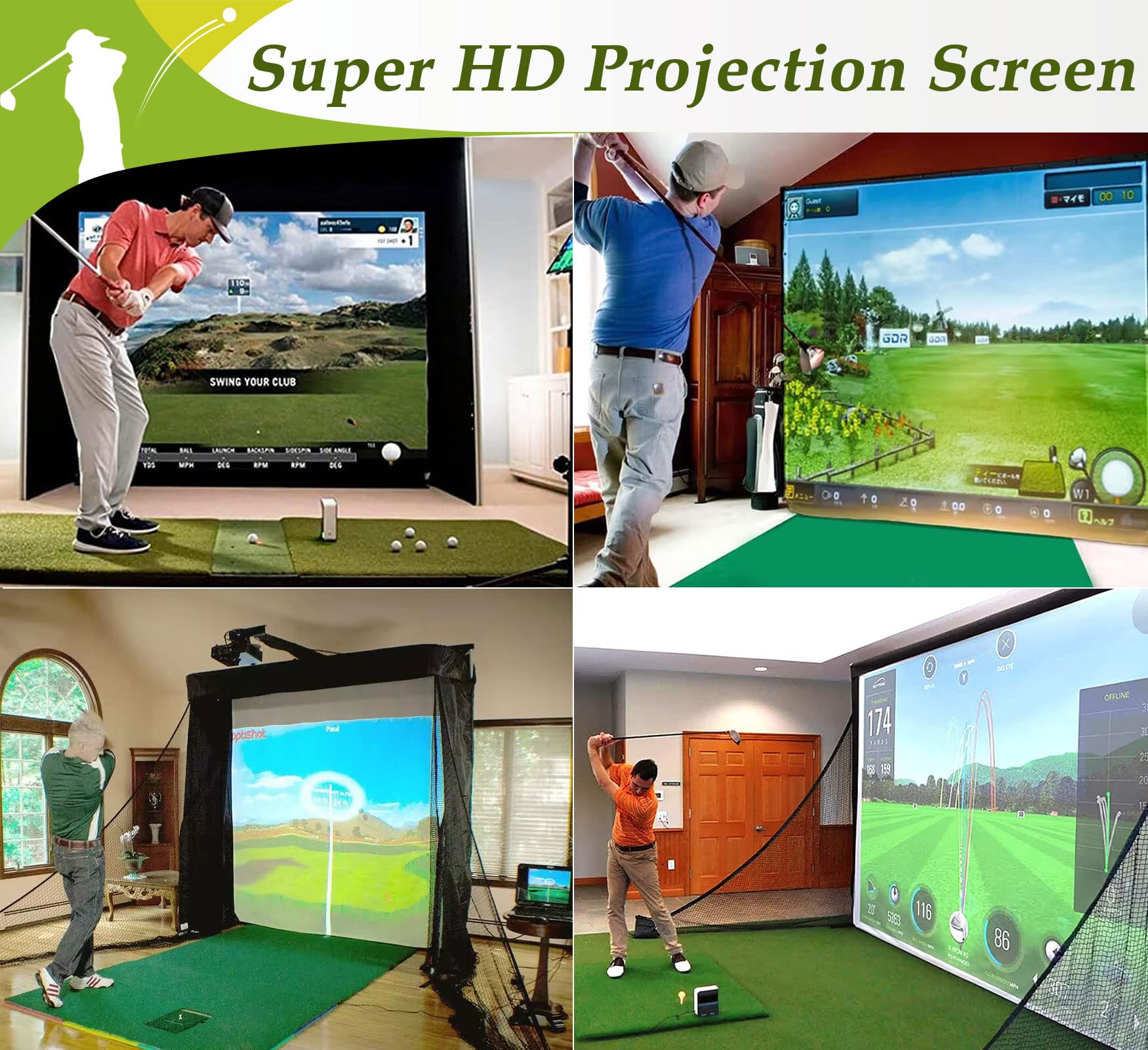 Gagalileo Golf Simulator Impact Screen, Golf Projection Screen, Projection Screen for Golf Training, Golf Swing Trainers,Indoor Golf Simulator Impact Screen for Home Beginners