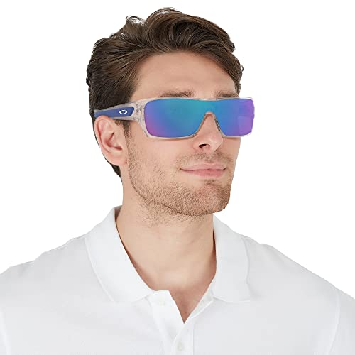Oakley Men's OO9307 Turbine Rotor Rectangular Sunglasses, Polished Clear/Sapphire Iridium, 32 mm