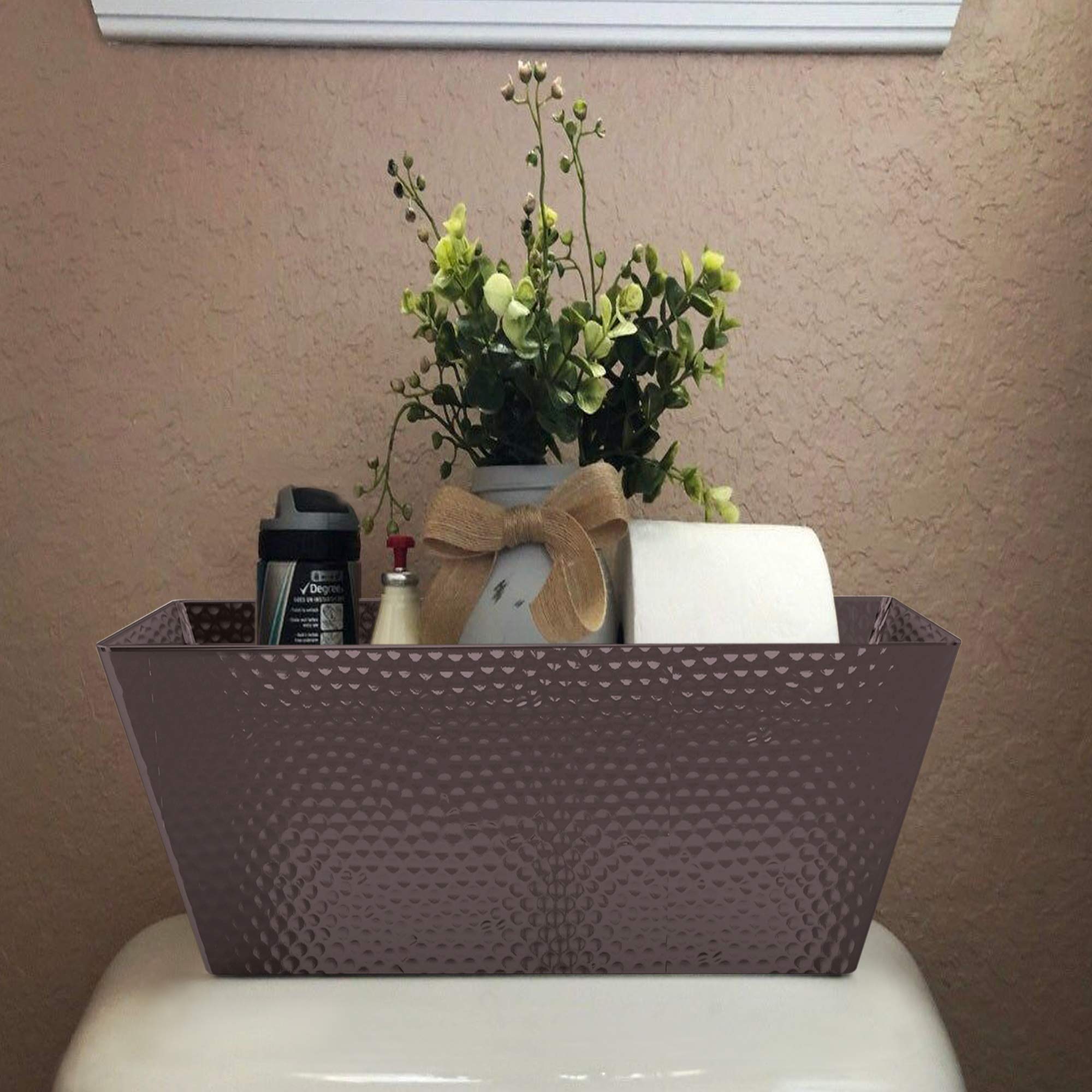 nu steel Oil Rubbed Bronze nusteel Hammered Metal Toilet Tank Tray, Bathroom Countertop Bin, Multipurpose Vanity, Cosmetics Organizer, Perfume Jewelry Makeup