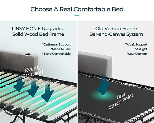 LINSY HOME Pull Out Sofa Bed, Queen Sleeper Sofa Couch with Memory Foam Mattress, Large Sofa Sleeper Pullout Couch Bed for Living Room Office, Grey, Queen Size