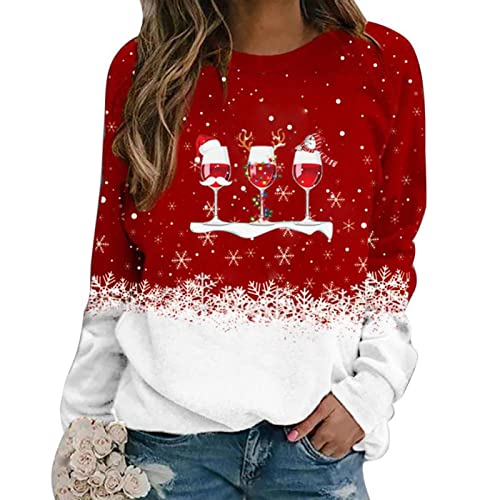 GuangYuan Sweatshirt For Women Plus Size Plain Fashion Hoodies Oversized Long Sleeve Tees Flowy All-match Pullovers Clothes Outfits Red