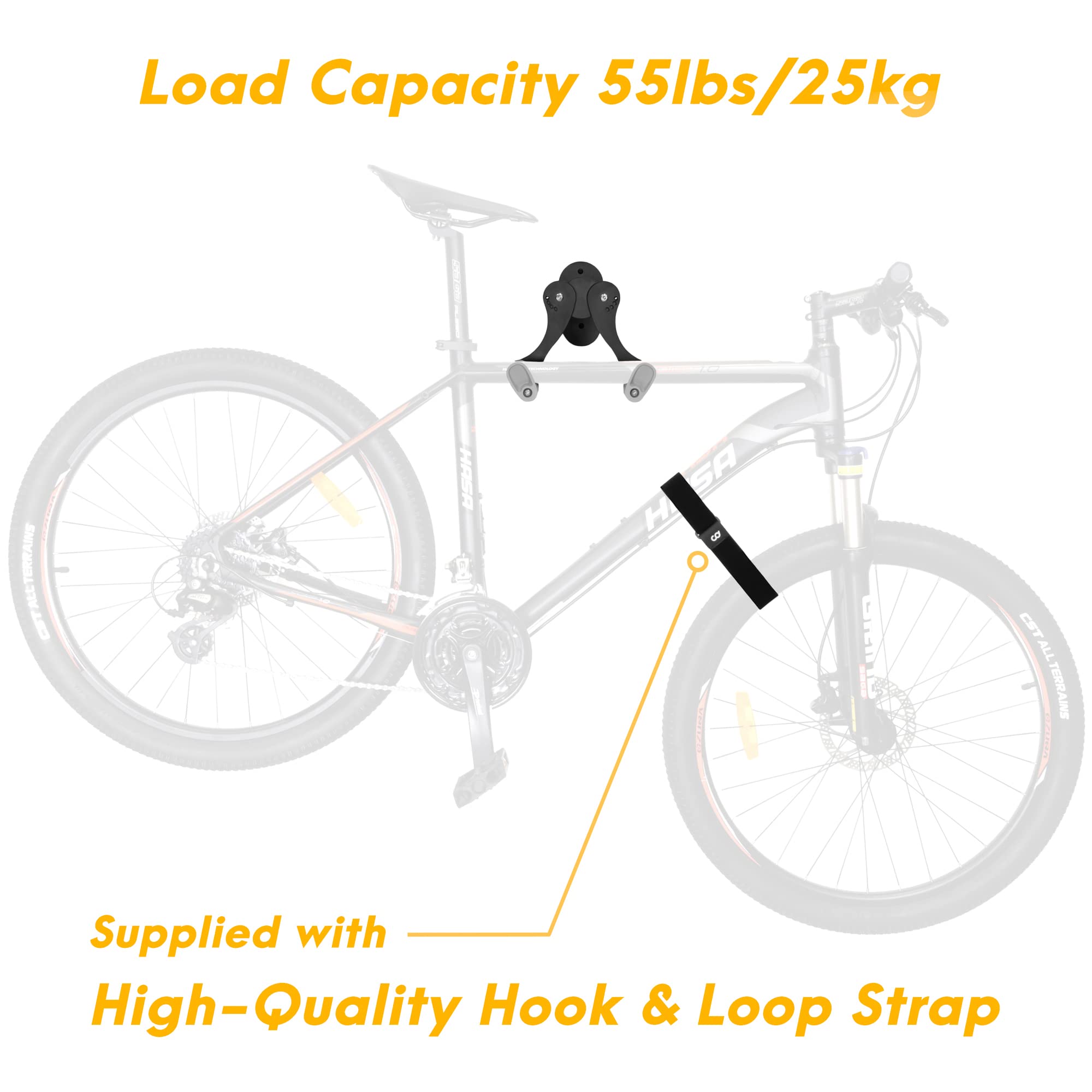CyclingDeal Bike Wall Mount Rack - Adjustable, Extendable & Foldable - Indoor Storage Horizontal Hook Hanger Organiser - Safe & Secure for MTB, Road Bicycles - Store Bike in Garage or Home - Mat