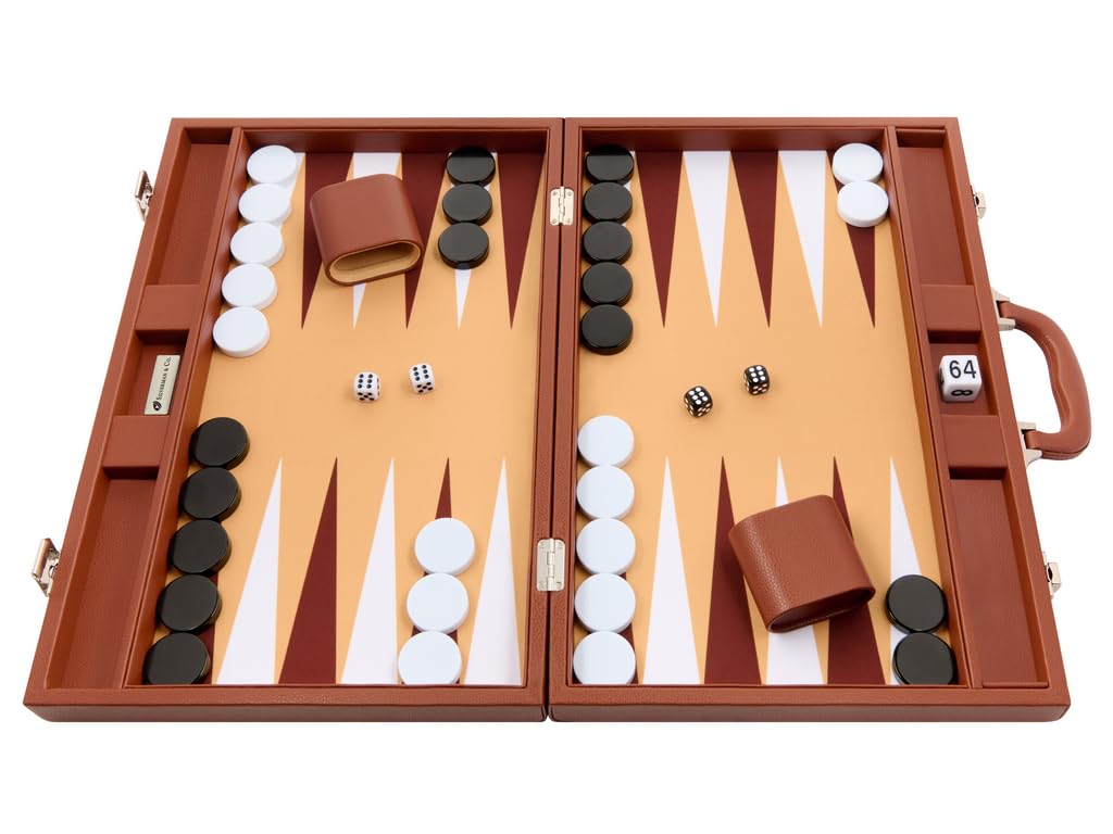 Silverman & Co. 19-inch Premium Backgammon Set - Desert Brown Board