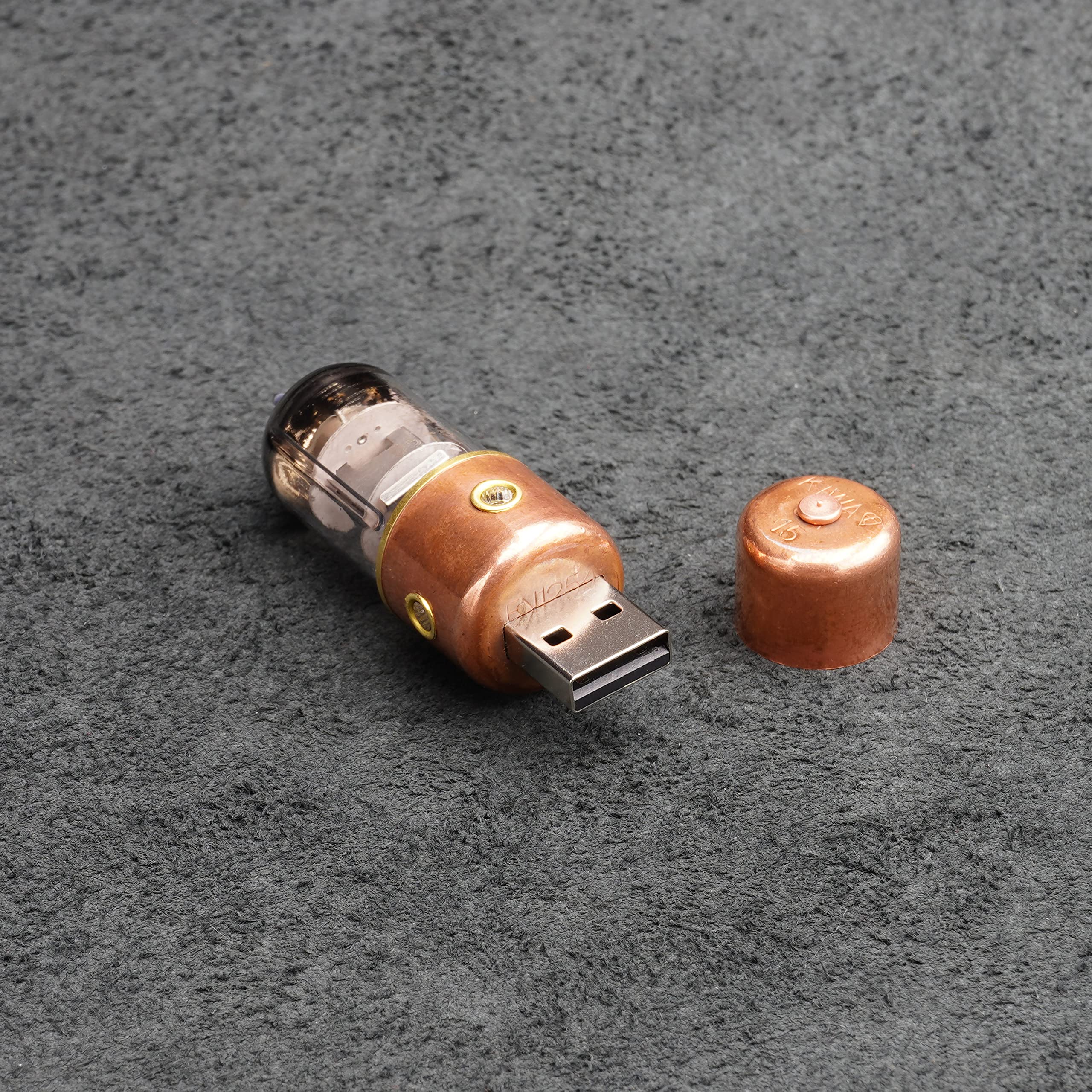 Handmade Crafstor Porthole USB 3.1 Flash Drive 128Gb Orange Pentode Radio Tube Steampunk Accessory Industrial Style Authentic Copper Retro Key Stick Storage