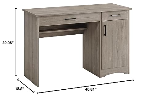 Sauder Beginnings Desk, L: 46.81" x W: 18.50" x H: 29.96", Silver Sycamore Finish