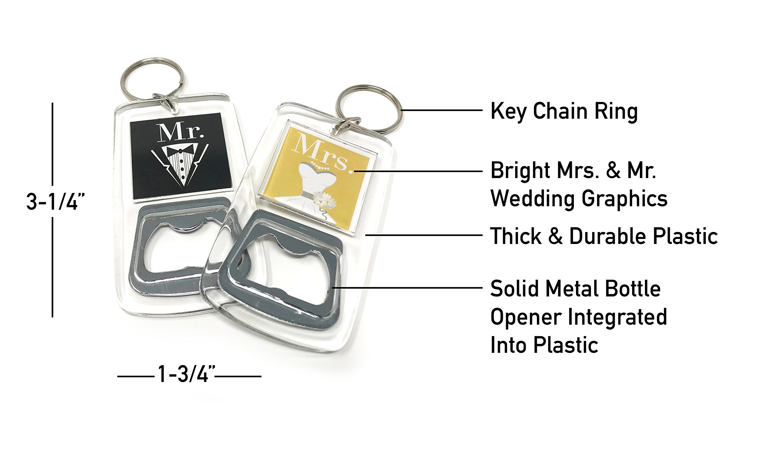 Forum Novelties Mrs Wedding Bottle Opener Key Rings-Bride and Groom Engagement Gift for Couples-2 Pieces, Standard