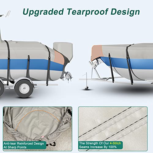 Nukugula 800D 100% Waterproof T-Top Boat Cover Marine Grade Canvas Trailerable T Top Boat Cover with 19 Windproof Straps Fit 22'-24' Long (Beam Width Up to 116") Center Console Boat with T Top Roof