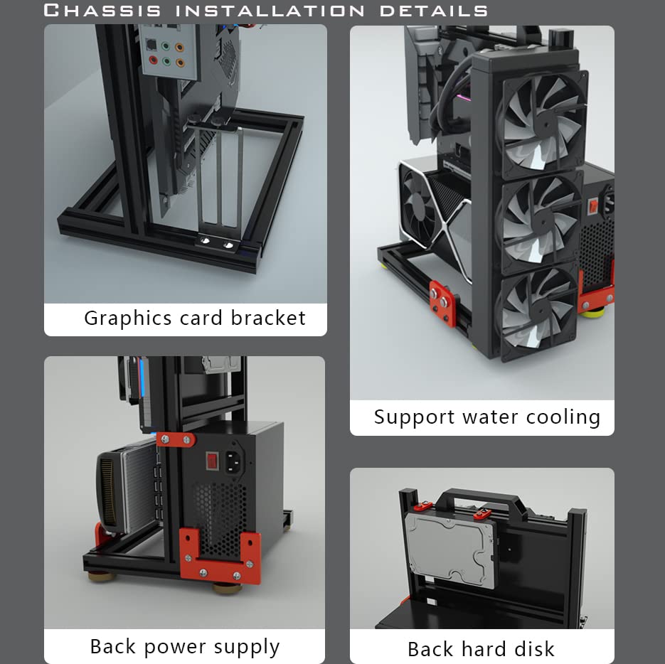 HAIHUANG DIY Computer Motherboard Case Rack, Test Bench Computer Case PC Test Bench,Vertical Overclocking Open Aluminum Frame Chassis Rack, Creative Personality ATX/M-ATX/ITX Open Chassis (EATX)