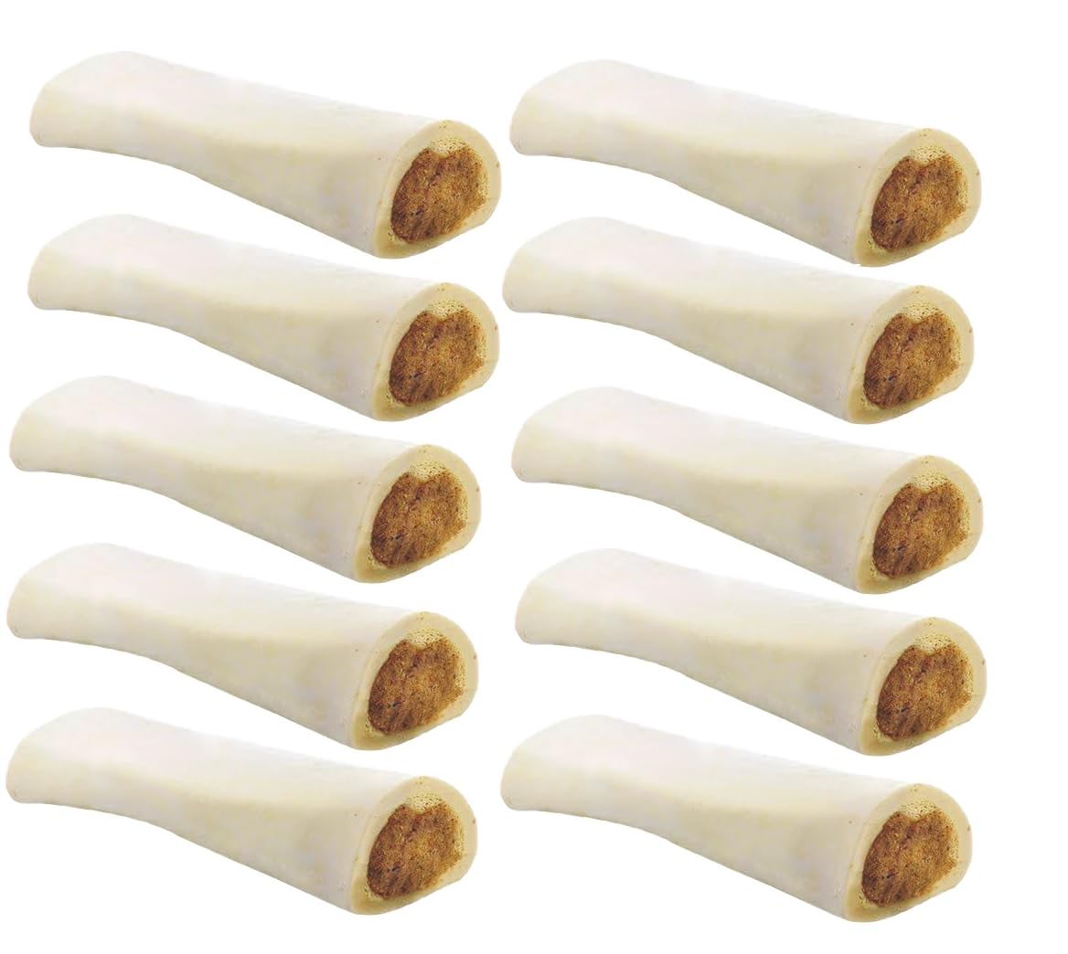 MPP Stuffed Peanut Butter 6 Inch Shin Dog Bones Refillable Nutritious Dental Chew (2 Bones)