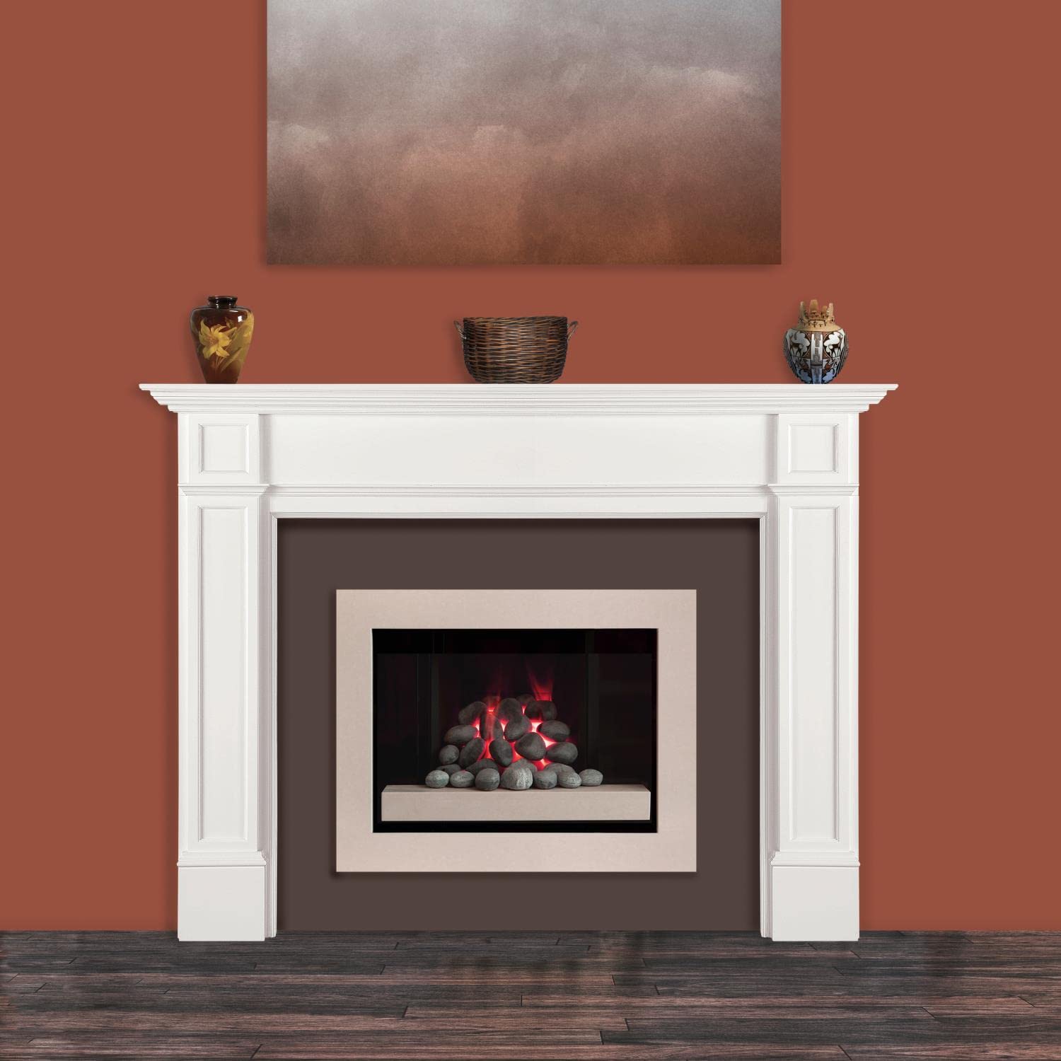Pearl Mantels 540-48 Marshall Fireplace, 48-Inch, White Paint Mantel Surround, Opening Width