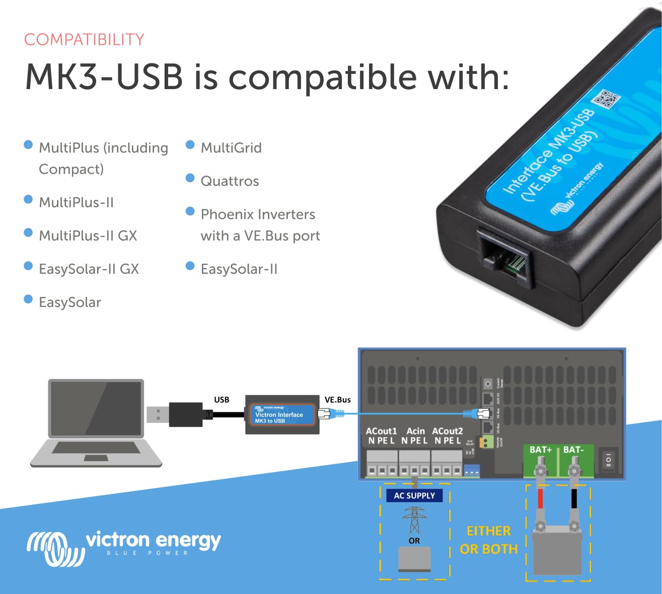 Victron Energy Interface MK3-USB (VE.Bus to USB)