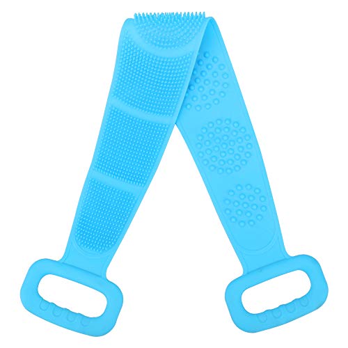 Silicone Bath Body Brush, Exfoliating Silicone Body Back Scrubber, Deep Clean Back Acne & Bacne, Extra Long and Super Soft, Suitable for Women & Men (Blue)