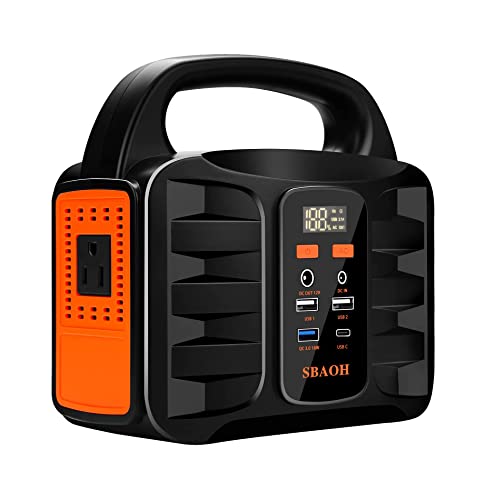 SBAOH Portable Power Station, 155Wh 42000mAh Outdoor Solar Generator with 110V/150W(Peak 200W) AC Outlet and USB-C PD(30W) Port, Power Supply for Outdoor Camping RV Trip, Home Emergency Outage