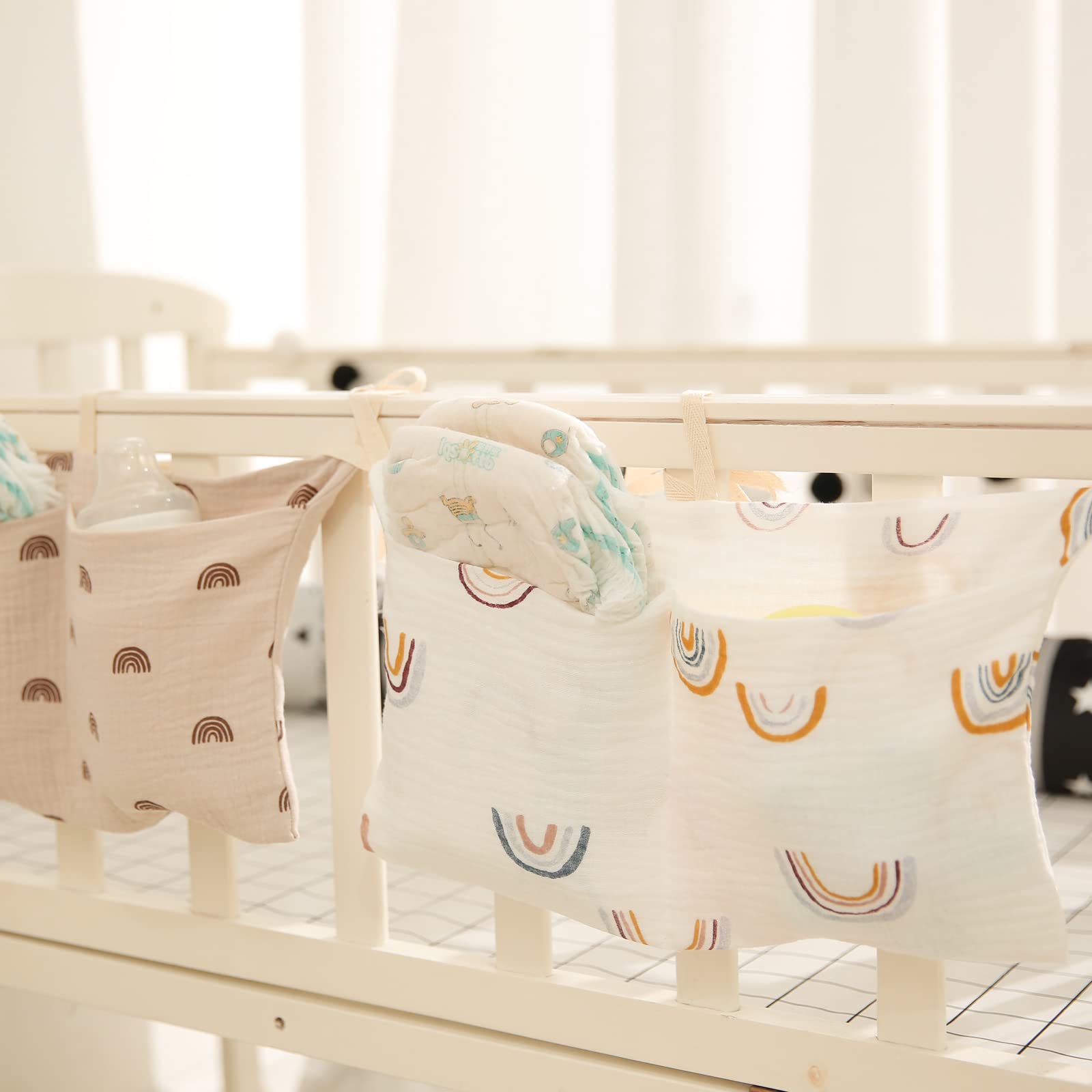 Hanging Baby Diaper Caddy Organizer, Diaper Stacker, Baby Crib Hanging Classified Storage Bag Organizer for Changing Table, Crib, Nursery Organization, for Diapers Wipes Baby Essentials Storage