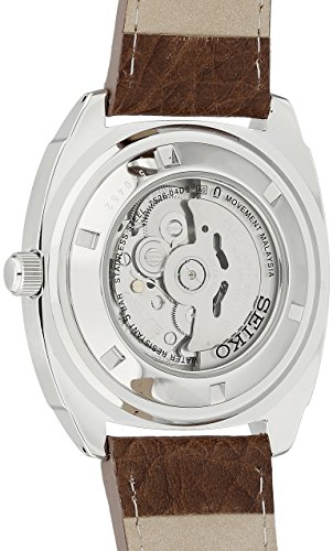 SEIKO SNKN37 Automatic Watch for Men - Recraft Series - Brown Leather Strap, Day/Date Calendar, 50m Water Resistant, Blue Dial, Luminous Hands & Markers, and 41 Hour Power Reserve