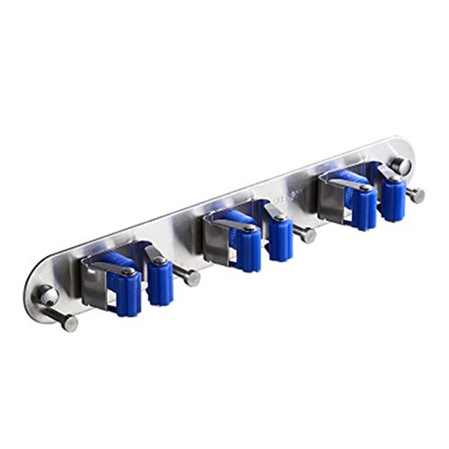 IHIPPO Broom Mop Holder Broom Mop Holder Stainless Steel Wall Mounted Storage Organizer Tool for Kitchen Garage Garden Bathroom Organization and Storage (3 Racks 4 Hooks) for Toilet Garage