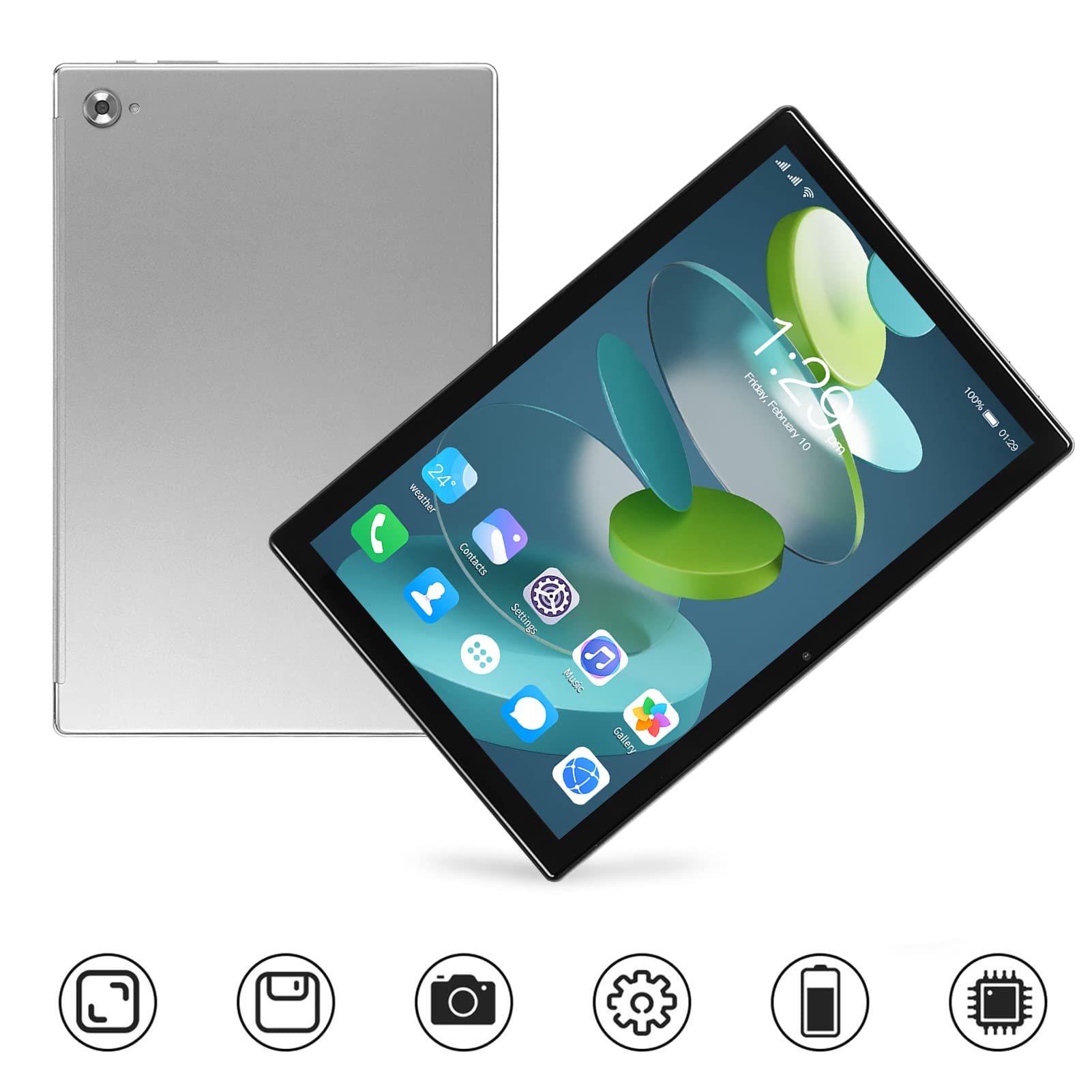 DAUERHAFT Tablet PC, Dual Camera Octa Core CPU Aluminium Alloy 7000mAh Gaming Tablet 10.1in FHD for Office (US Plug)