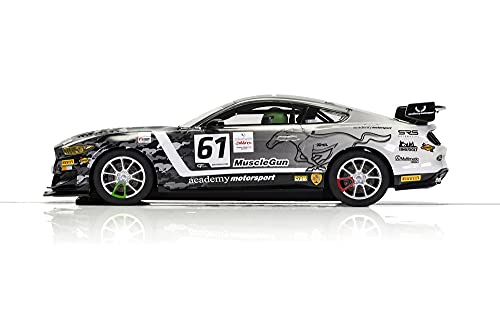 Scalextric Ford Mustang GT4 Academy Motorsport 1:32 Slot Race Car C4221, Black & Gray