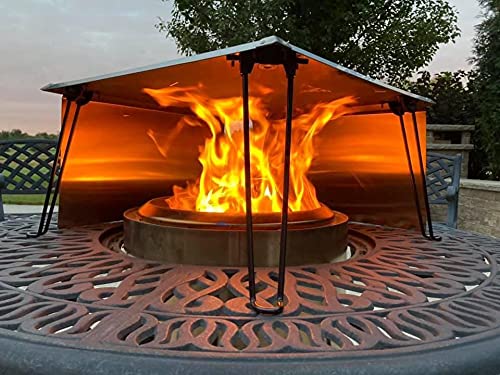 Heat Warden Premium Heat Deflector System with 3 Stainless Steel Sides Turns Your FIRE Pit INTO a Warm and Cozy Outdoor Fireplace!