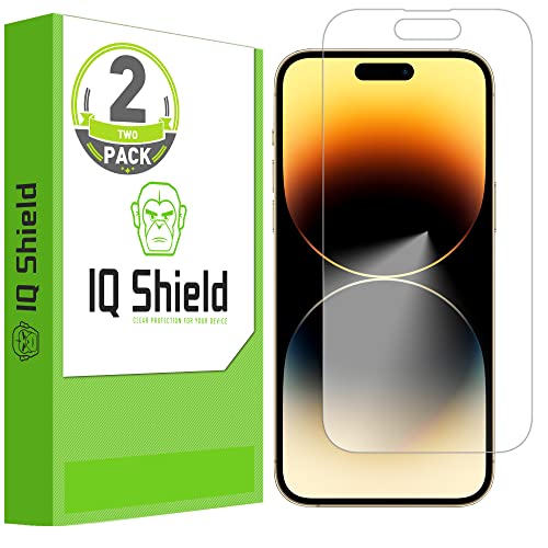 IQShield Screen Protector Compatible with Apple iPhone 14 Pro Max (6.7 inch)(2-Pack) Anti-Bubble Clear TPU Film