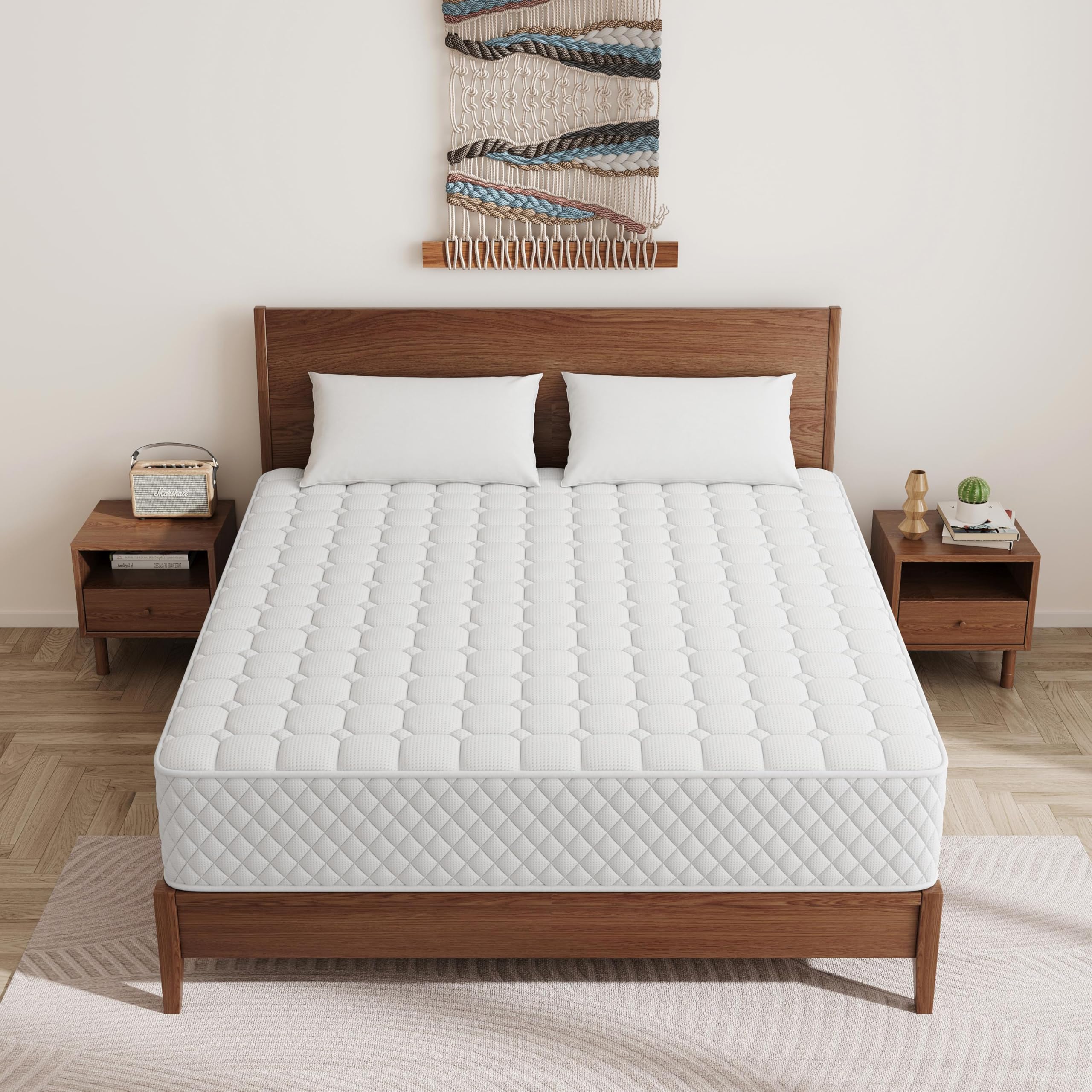 MRH 12 Twin Mattress Cooling Gel Memory Foam Hybrid Mattress Medium-Firm Breathable Pressure Relief White Mattress CertiPUR-US Certified Mattress with Individually Pocket Springs for Kids and Adults