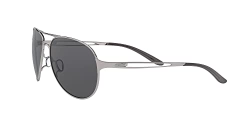 Oakley Women's OO4054 Caveat Aviator Sunglasses, Polished Chrome/Grey, 60 mm